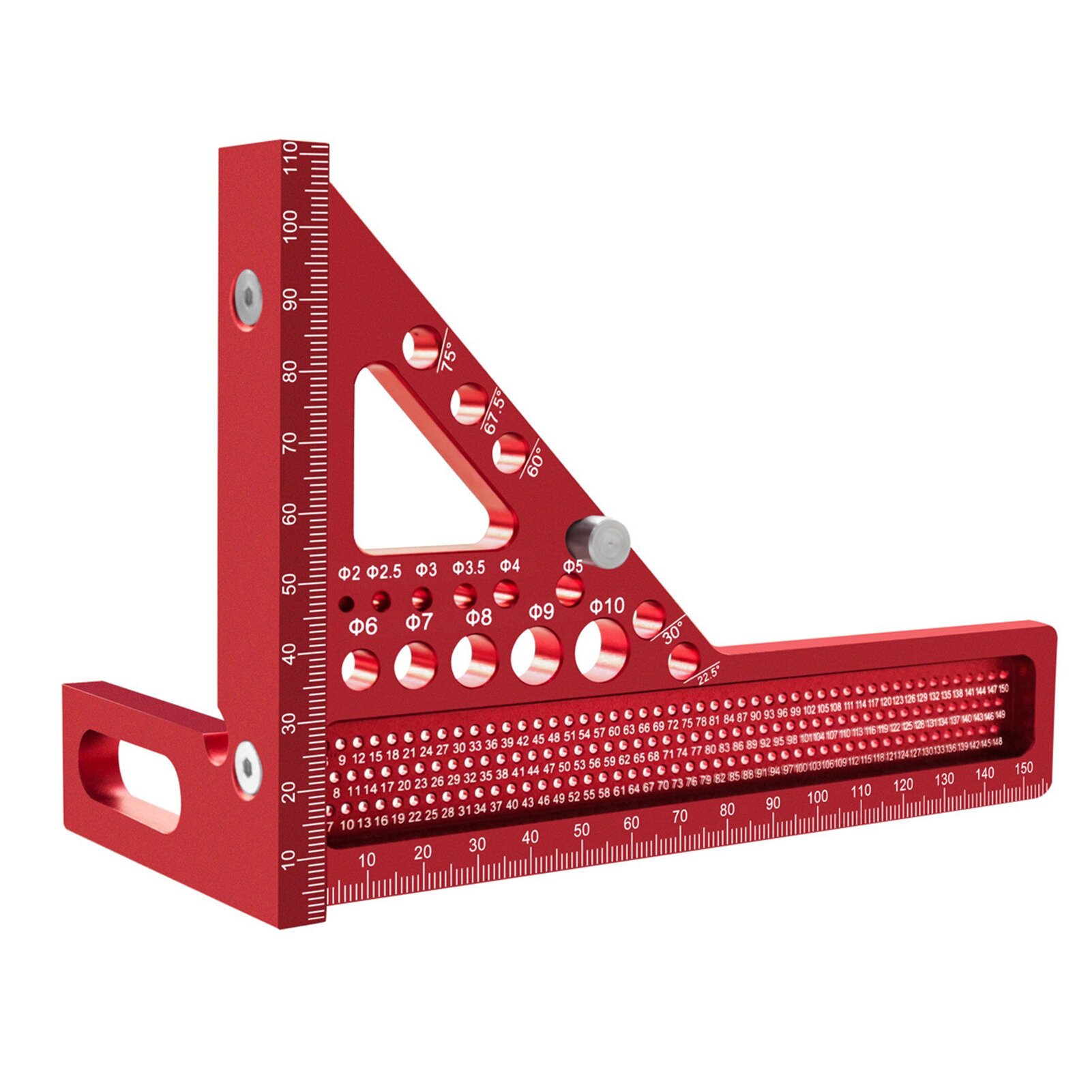 3D многоугольная измерительная линейка, метрическая алюминиевый сплав, 22,5-90 градусов, деревообработка, квадратный плотник, разметка отверстий со штифтом