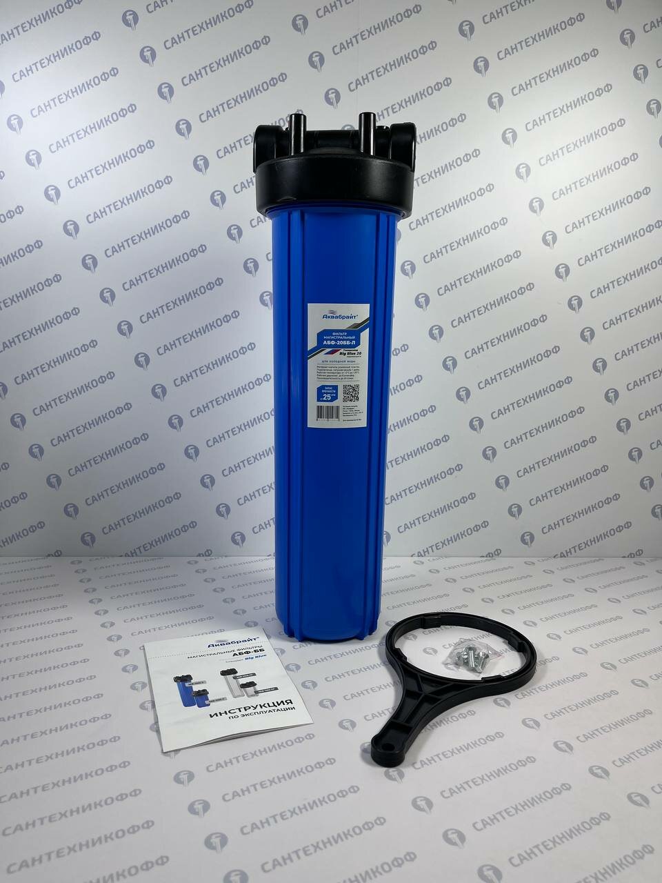 Фильтр аквабрайт АБФ-20ББ-Л магистральный 1", BIG BLUE 20", латунная резьба