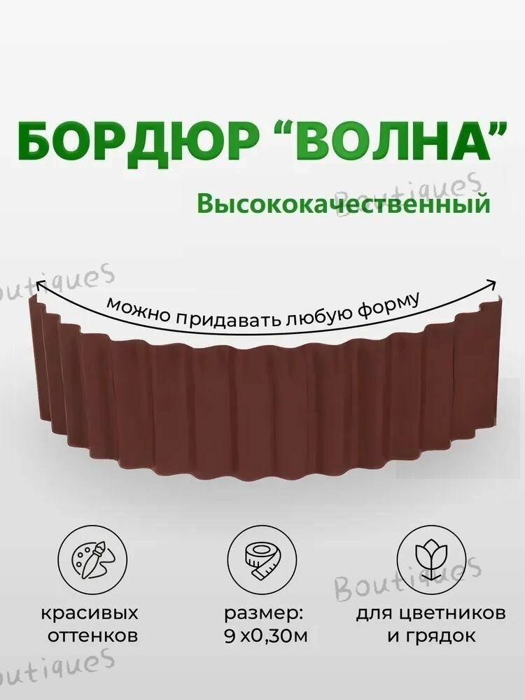 Садовое ограждение, Заборчик декоративный "Волна", 9 метров. Цвет Зеленый мох