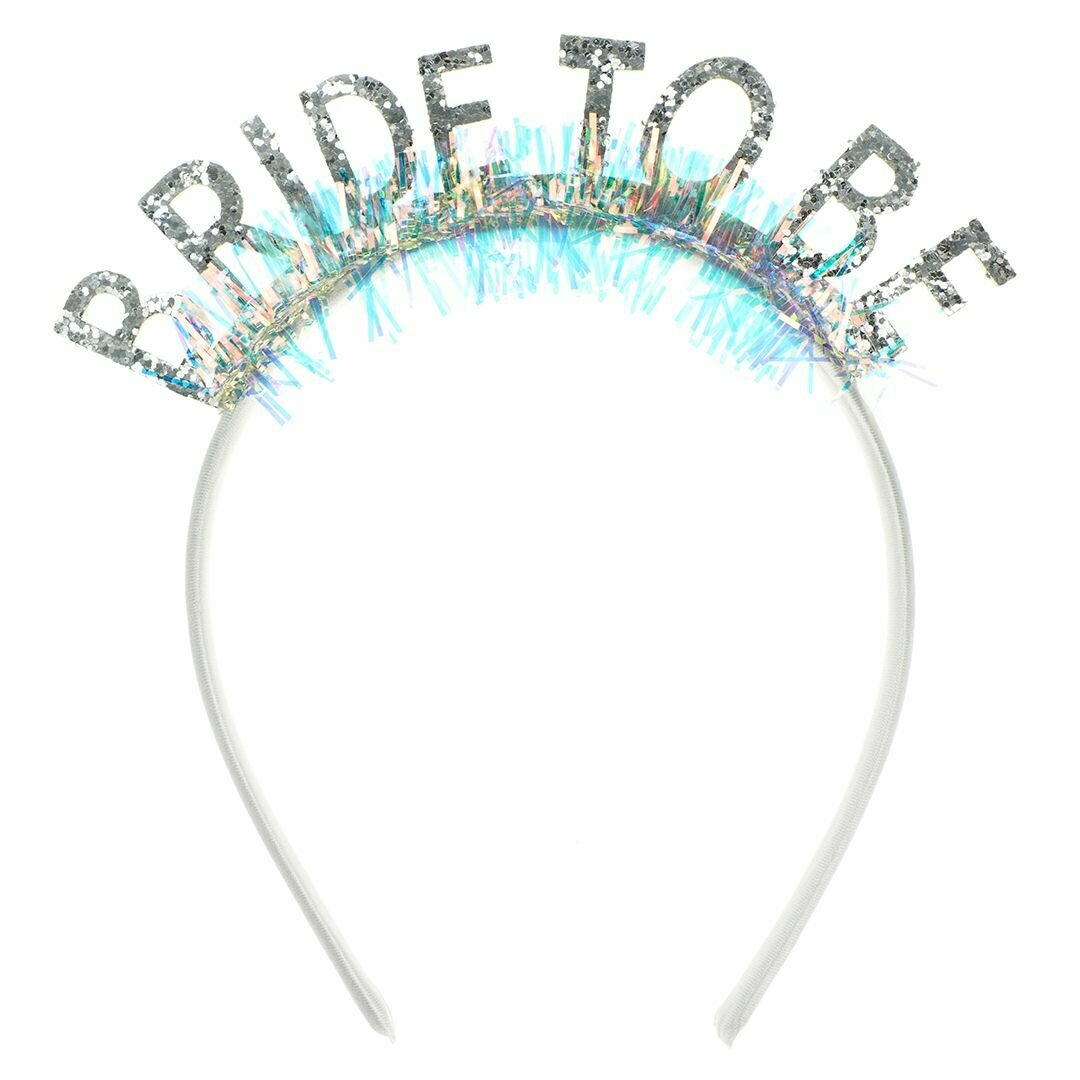 Карнавальный ободок Волна веселья Bride to be с блестками, цвет серебро