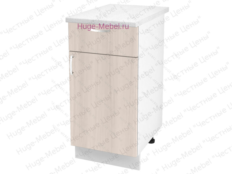 Нижний кухонный шкаф с ящиком 400 Дина (шимо светлый) Huge Mebel. Ширина 400 Высота 840. Модули кухонные нижние