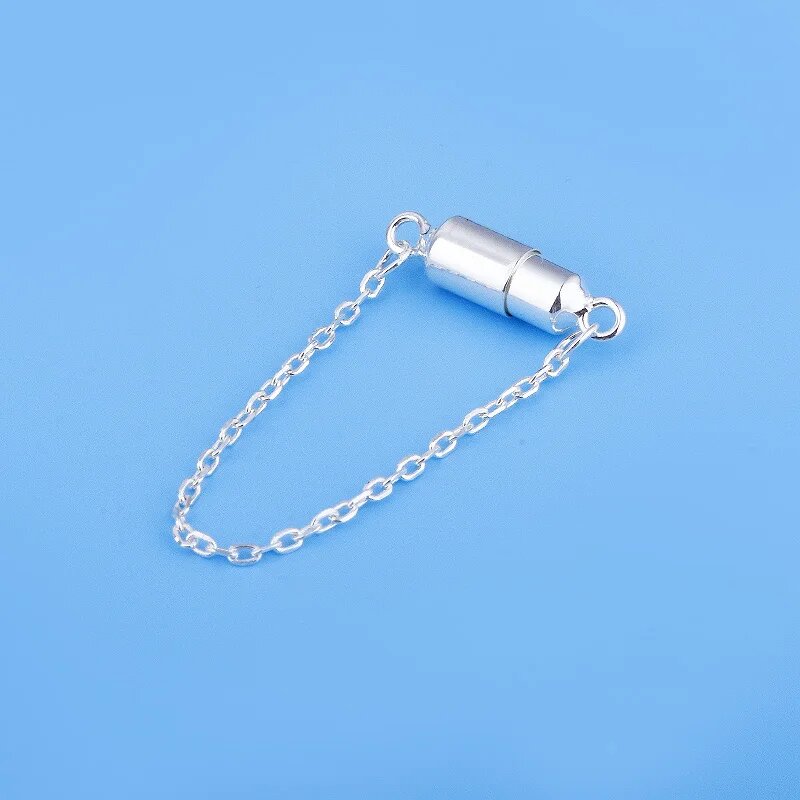 Защитная цепочка из стерлингового серебра 925 пробы с магнитной застежкой, браслет ручной работы, ожерелье, застежка с отделкой