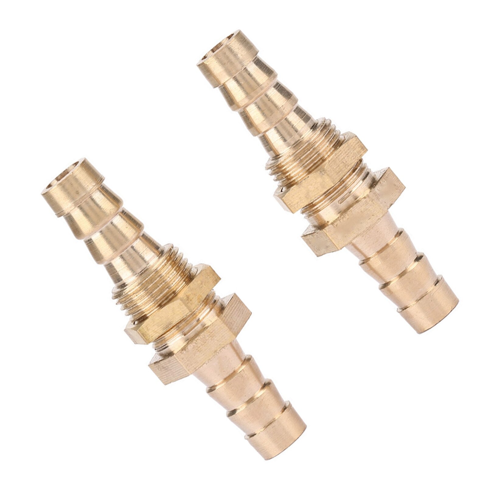 2 шт. Соединительная муфта для трубного фиттинга из латунья с штуцером для шланга (10мм), адаптер, соединитель Bulkhead Pipe Fitting из латунья, материал латунья, цвет латунья, размер 10мм, для соединения труб, обработки на ЧПУ, автоматических токарных