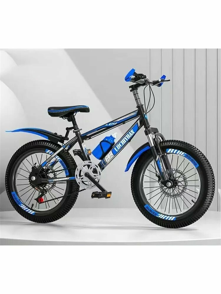 Велосипед BMX, Гибрид, Горный, 20', 9-скоростей, 120-130cm, Черное светло-голубой