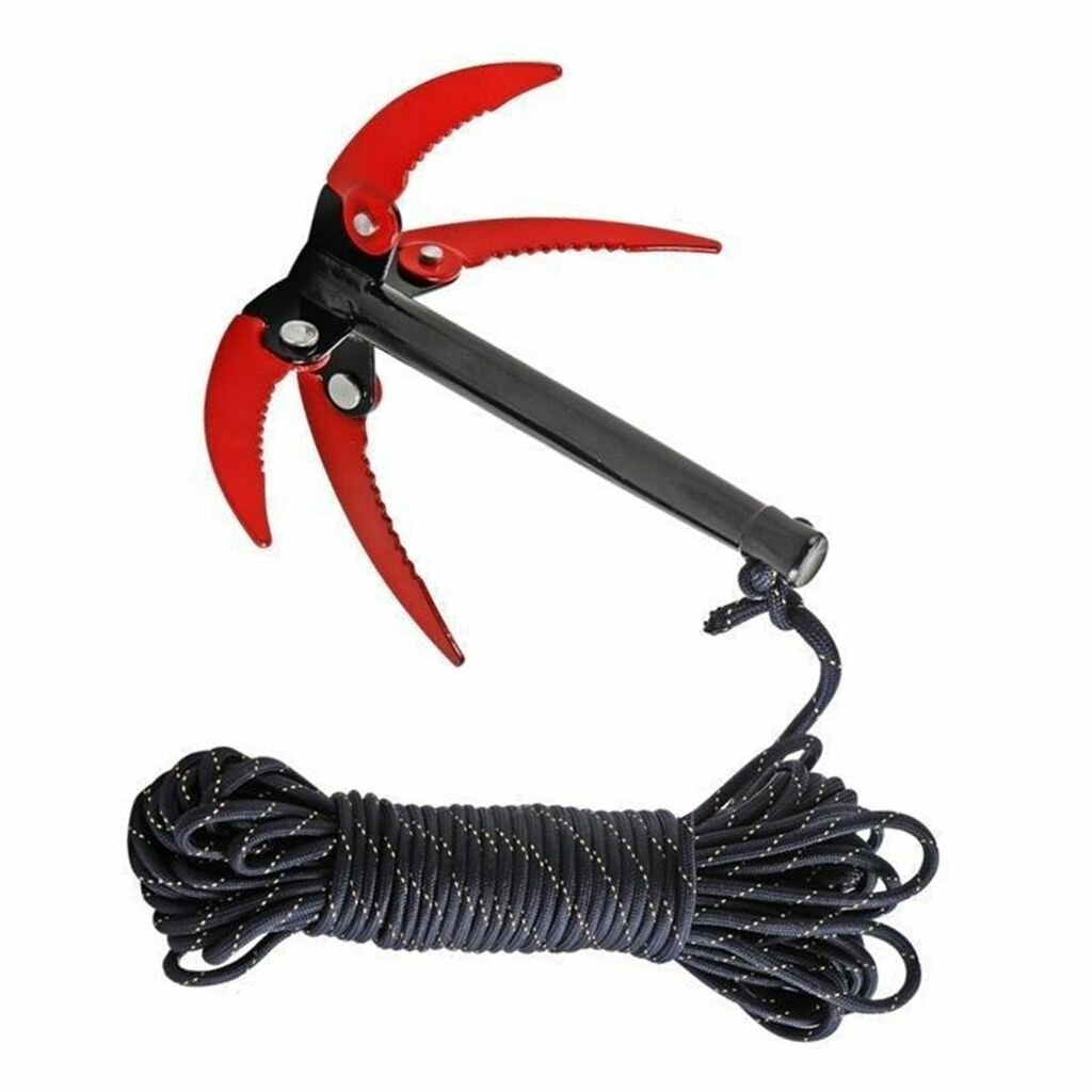 Якорь с четырьмя когтями, утолщенный складной якорный нож для водных видов спорта, плюс цвета веревки длиной 20 метров