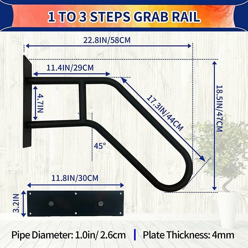 Настенные перила для наружных ступеней, перила для гаража от 1 до 2/3 ступеней