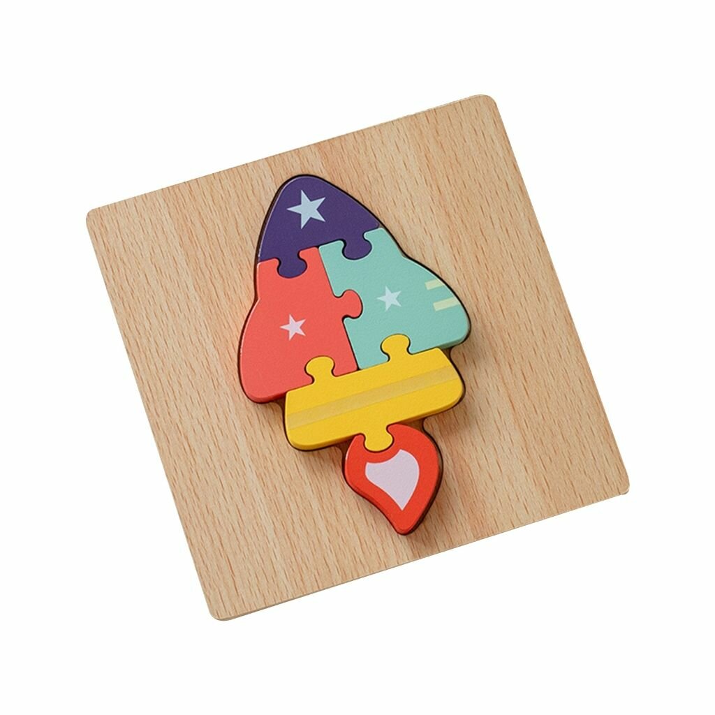 Развивающая трехмерная головоломка с пряжкой для детей раннего возраста-Ракета