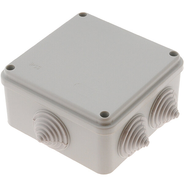 Коробка распаечная на винтах с сальниками 100х100х50мм IP55 серая Б0047264 KORv-100-100-50-6g ЭРА (4 шт. в комплекте)