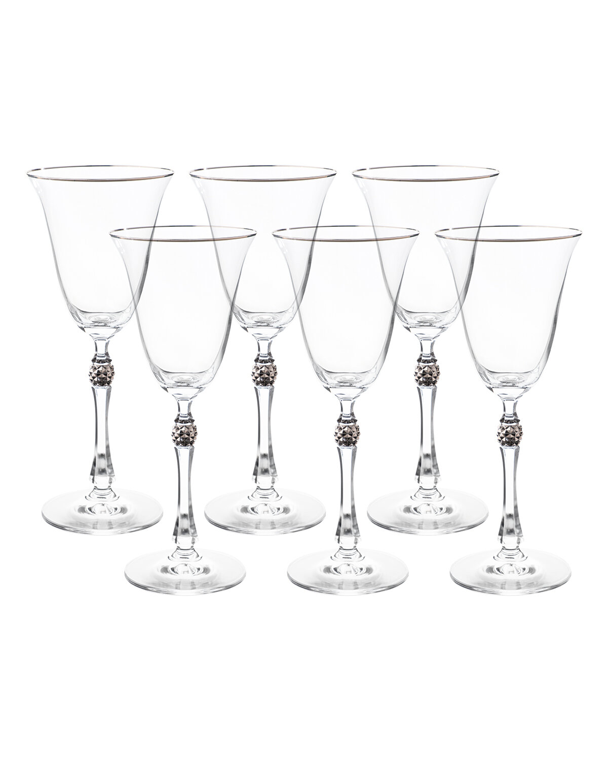 Бокал для белого вина "PARUS", декор "Отводка платина, платиновый шар", 185 мл (набор 6 шт), Crystal Bohemia/ БСС0246