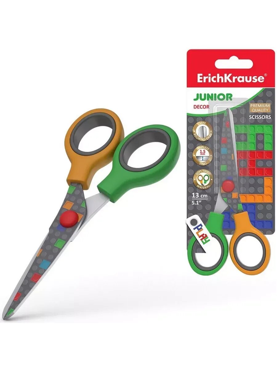 Ножницы детские 13 см с рисунком кирпичи