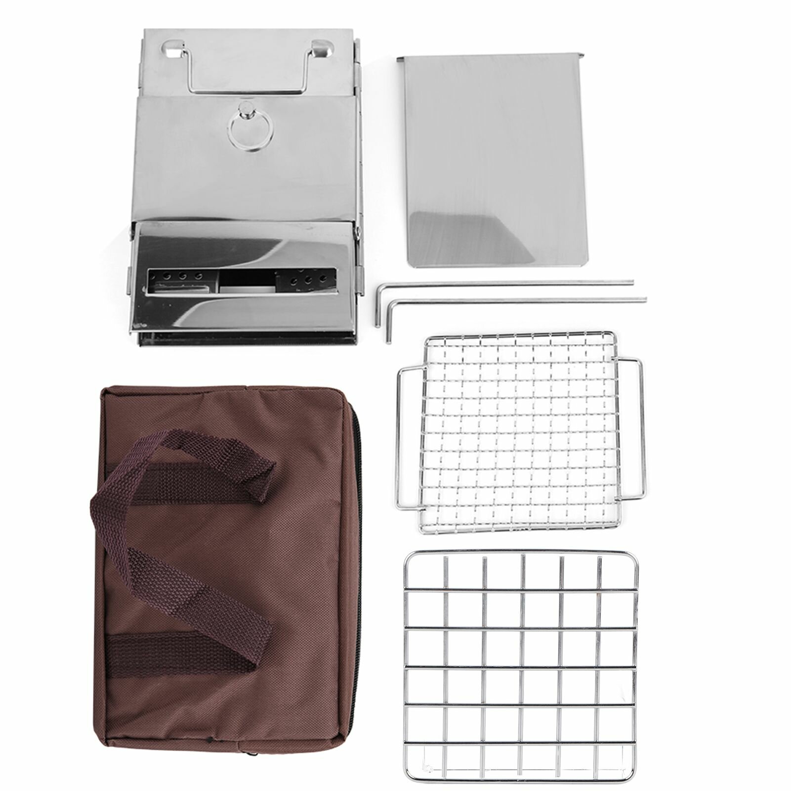 Интегрированная складная печь для дров, уличный гриль для кемпинга, из нержавеющей стали, портативная, с вилкой штыревого типа, компактная, прочная