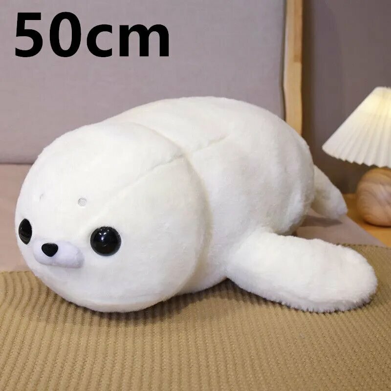 Мягкая игрушка морской лев тюлень/для засыпания и сна /подарок для девочки и мальчика, D-Открой свои глаза 50cm, светло-бежевый,50 ZH