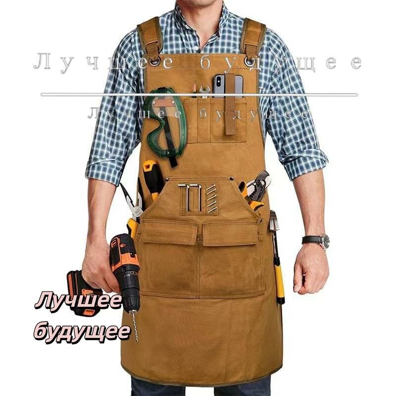 Хлопок Холст Многофункциональный Несколько Карманный Рабочий Фартук
