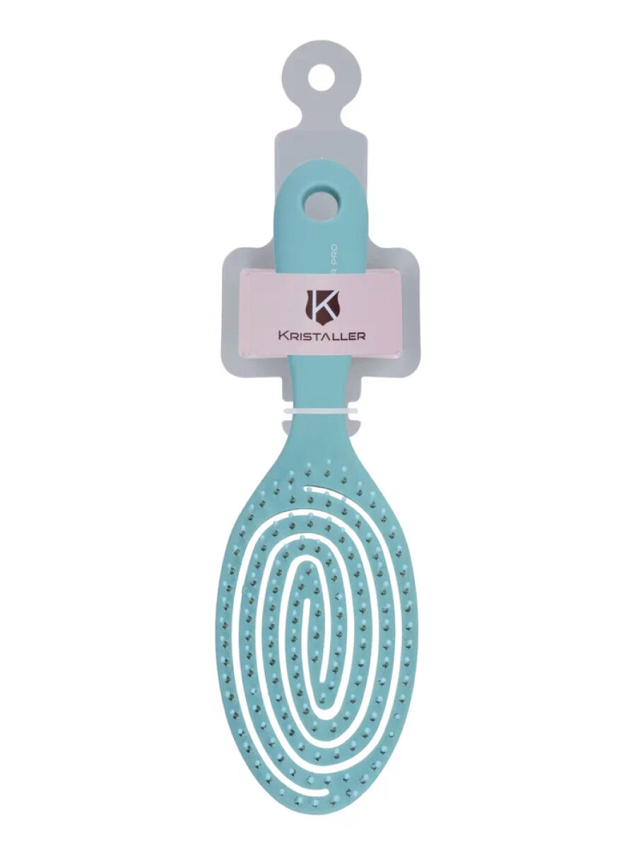 Kristaller Расческа для волос продувная / Улитка 2192, нейлоновые штифты, 18,4 см, голубой