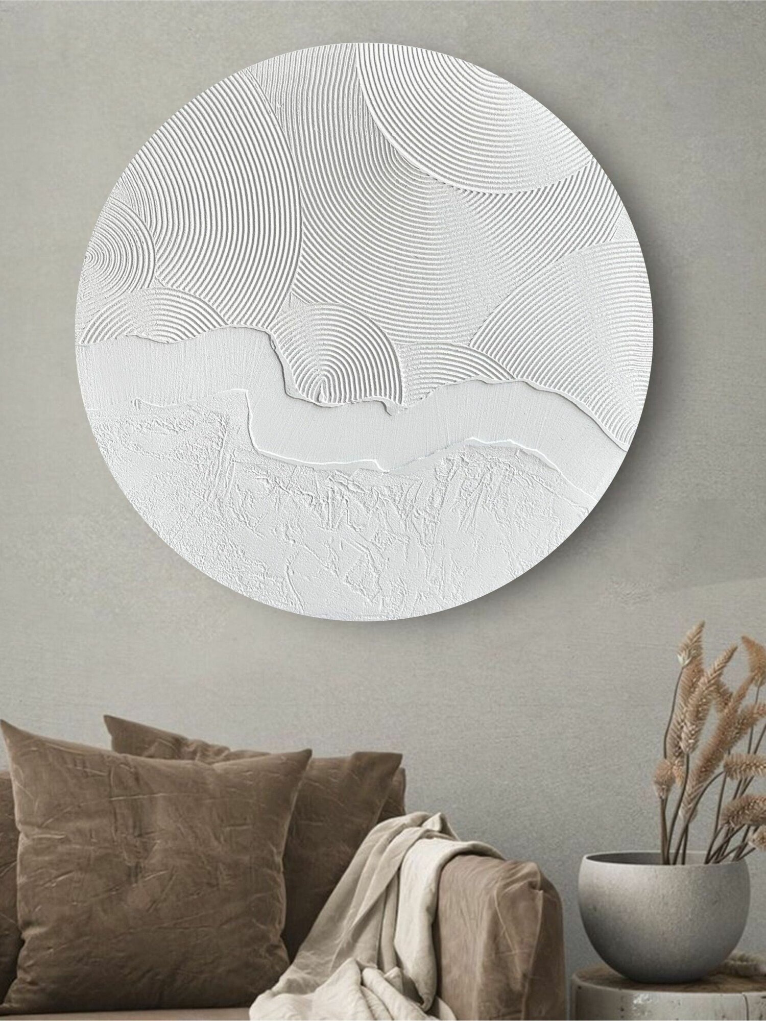 Картина интерьерная, круглая, текстурная, 60 см , "Тишина"