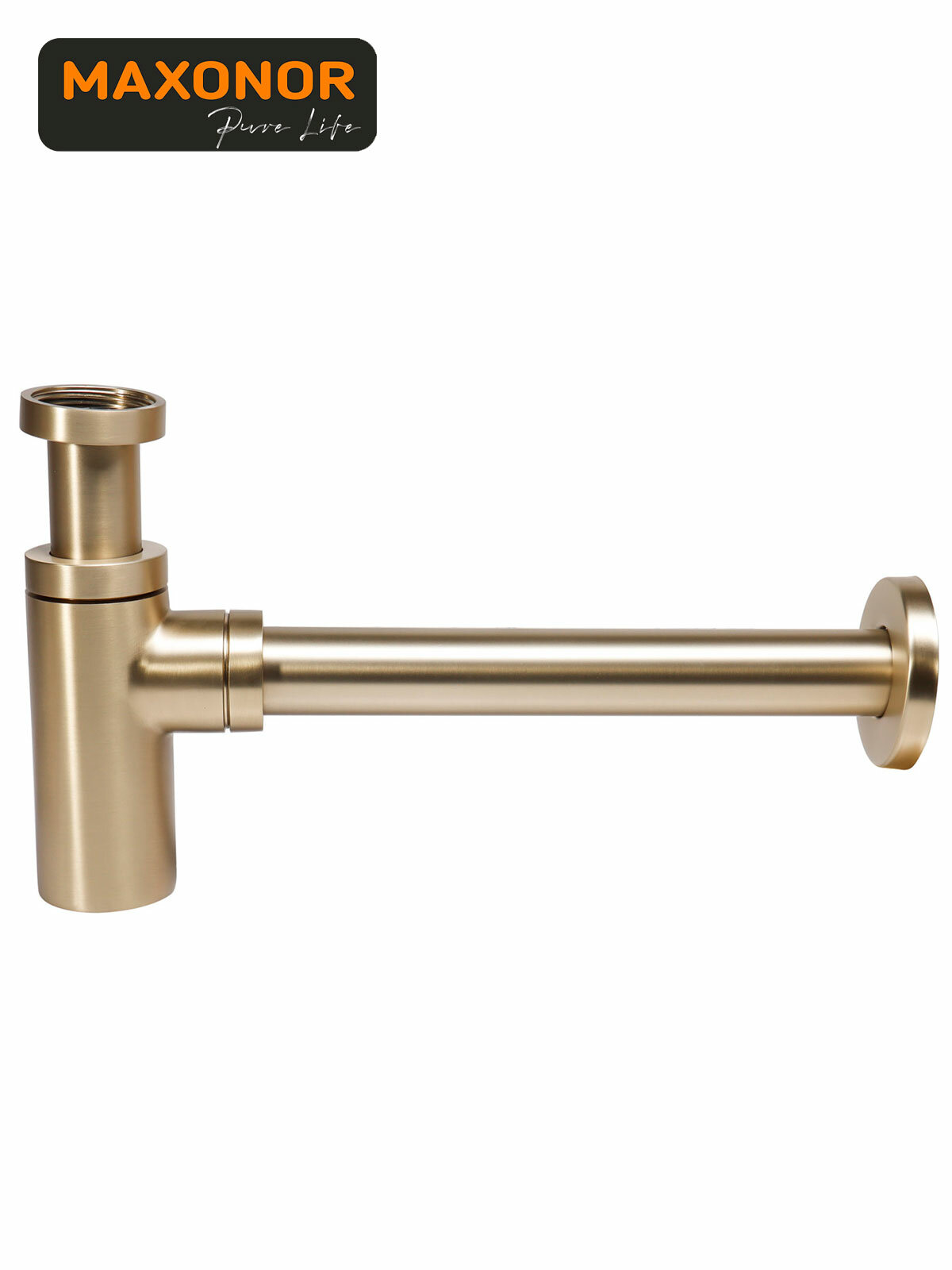 Сифон для раковины Maxonor PURE LIFE PL81-6, 50мм, 1 1/4 латунь, Золото матовое