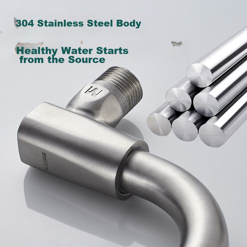 BSITN kitchen faucet 304 stainless steel wall-mounted faucet 4 points back kitchen stove faucet 360° swing B2139