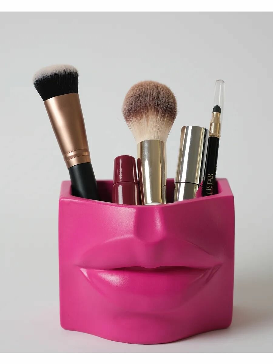 Ваза Астафьев Декор "Лицо губы", для сухоцветов, розовая, 1 шт.