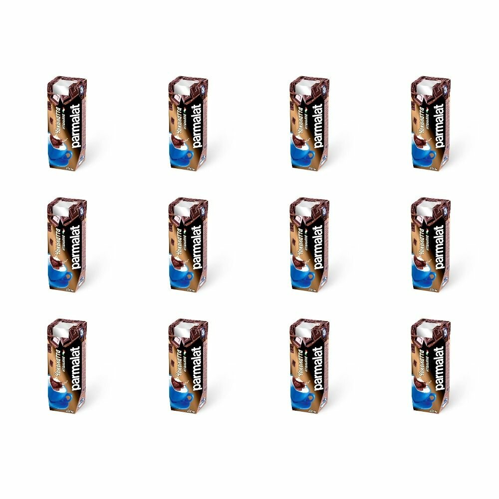 Parmalat Молочный коктейль Чоколатта итальяно, ультрапастеризованный, 250 мл, 12 штук в коробке