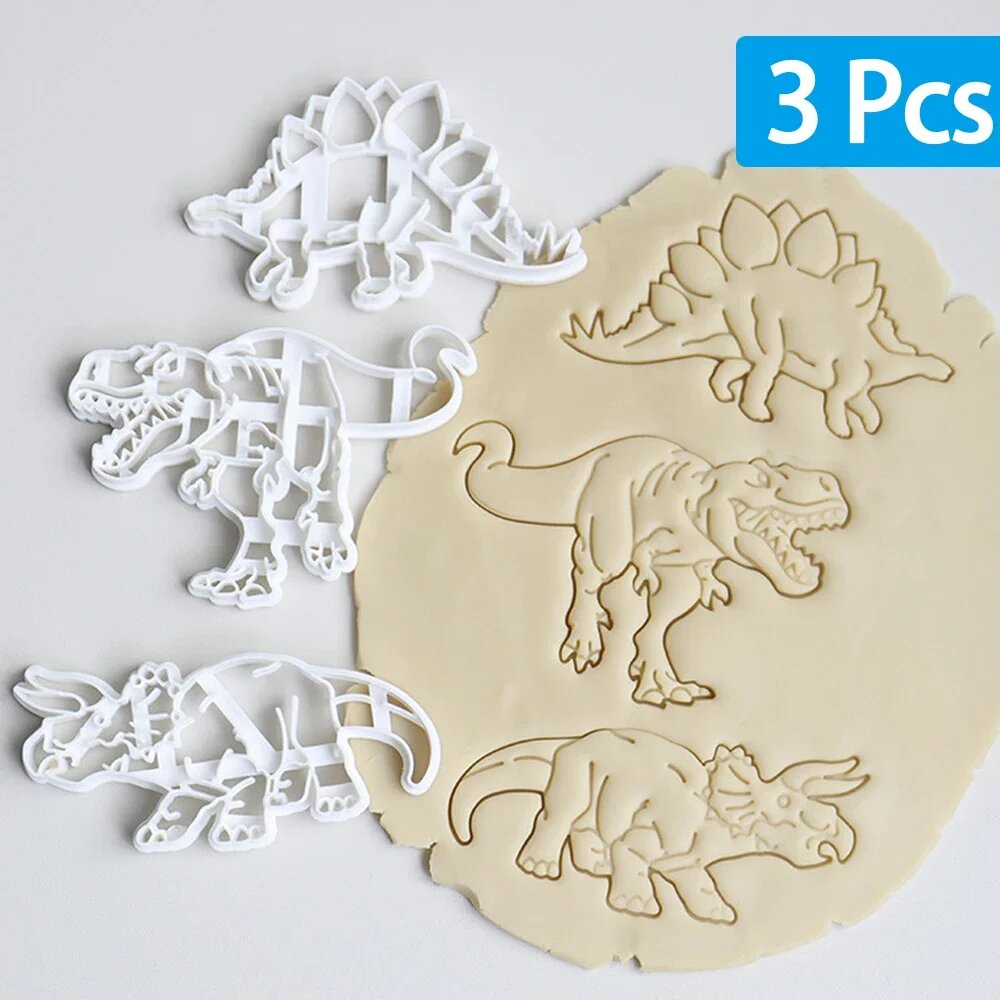 3D формочки для печенья с динозавром, форма для тиснения печенья, сахарная форма для выпечки десертов, пластиковая форма для торта, кухонные аксессуары, инструменты