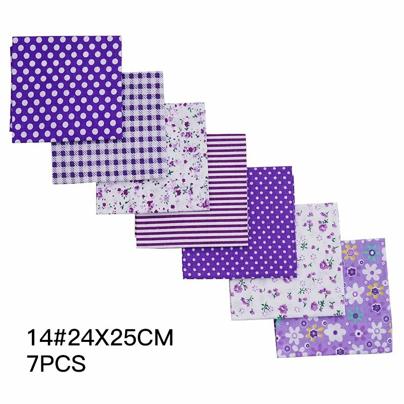 Набор ткани хлопковой сиреневой 14, 7pcs 24X25cm