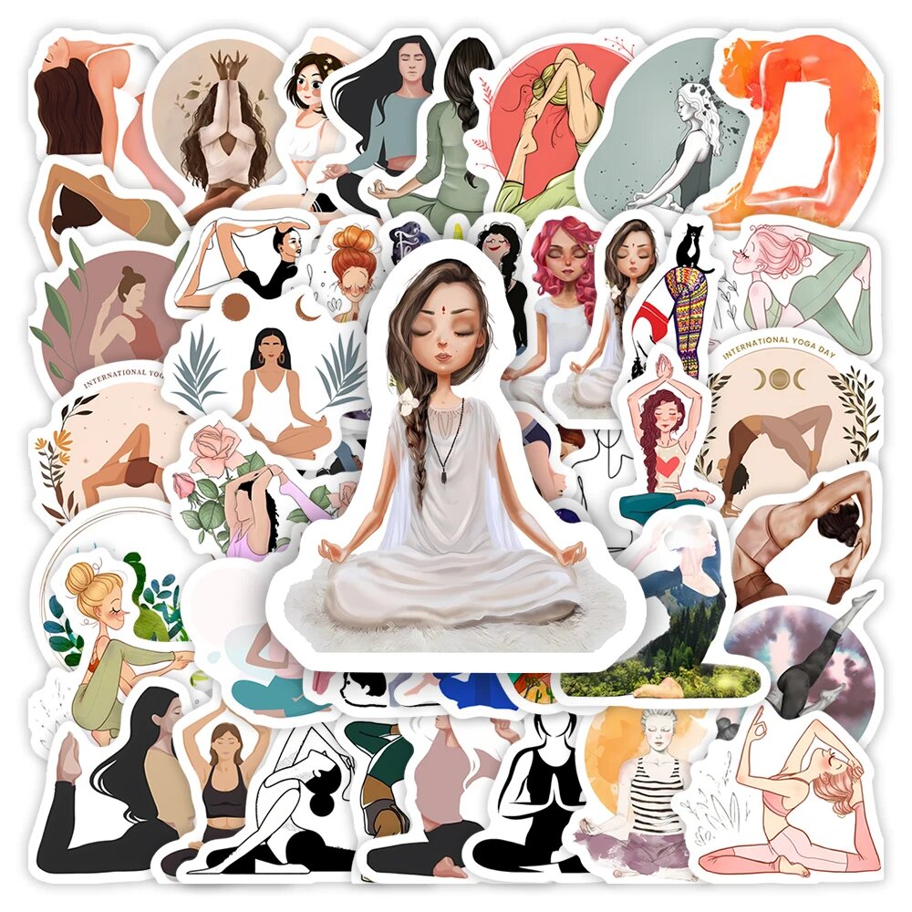 Набор наклеек для скрапбукинга Yoga Poses 100 шт 10pcs-RANDOM