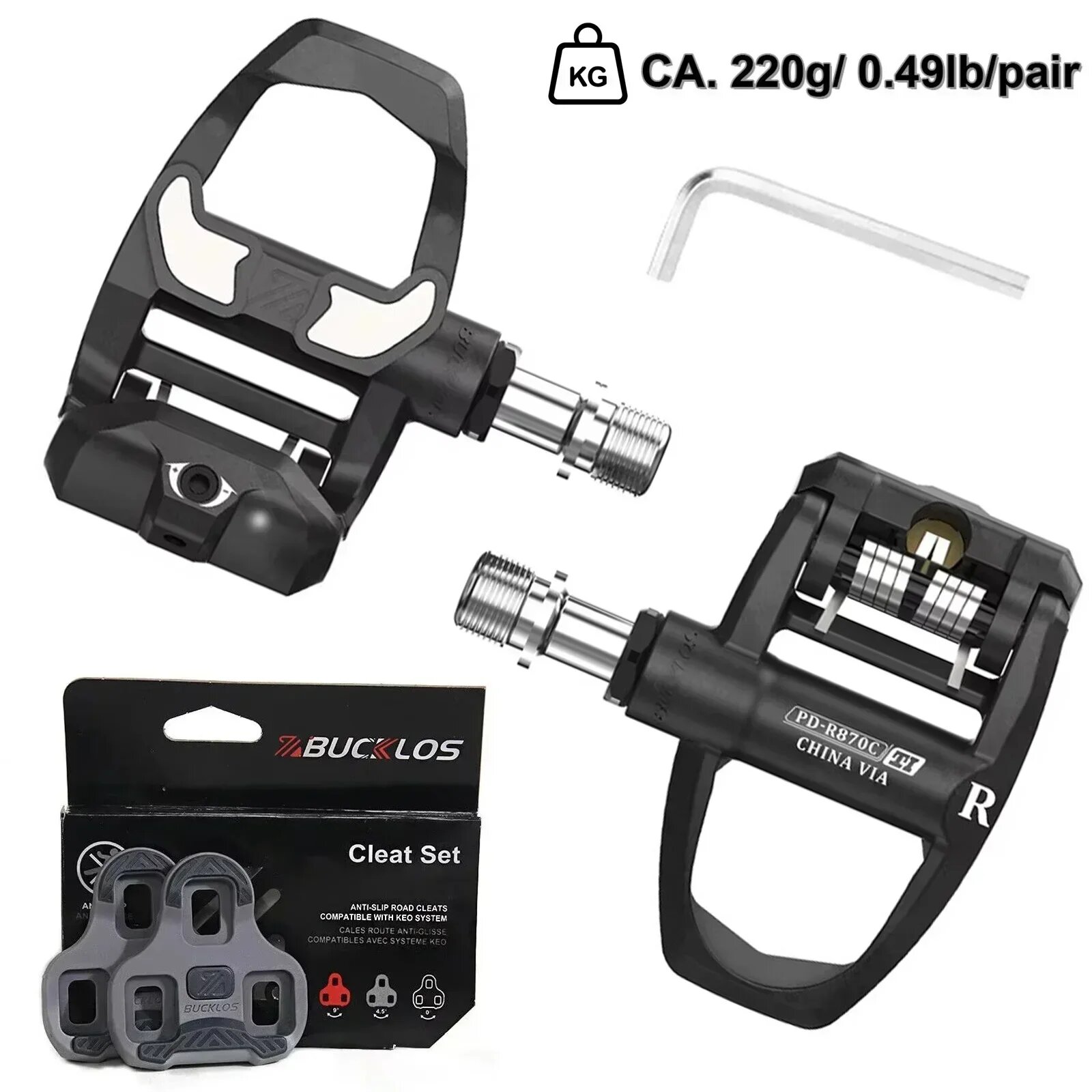 Педали BUCKLOS PD-R870 карбоновые/нейлоновые для KEO CRABON Set 4.5 cleat
