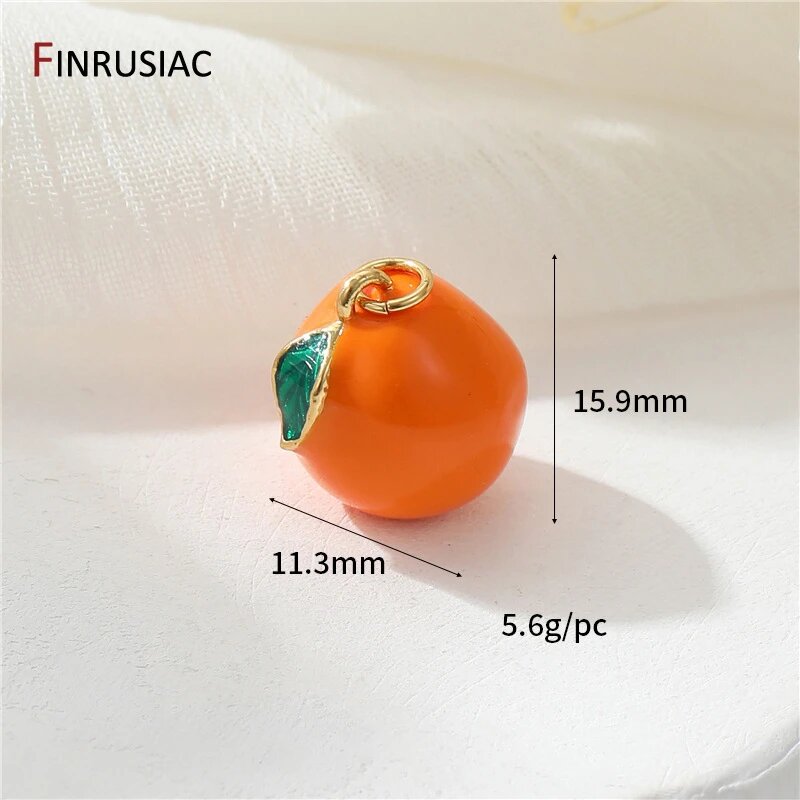 Фурнитура для бижутерии FINRUSIAC подвески фрукты золото 14к Оранжевый, 1 piece, 14K gold plated