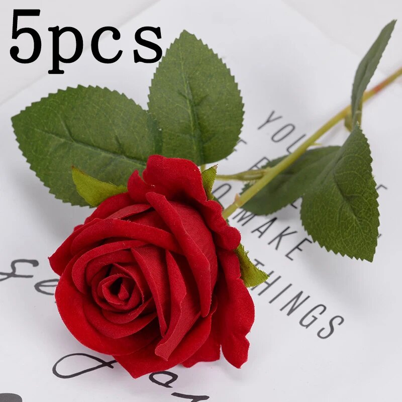 5 шт, букет искусственных цветов, красная искусственная роза, сделай сам, цветочные композиции, цветочное украшение для домашнего стола, подарки на день Святого Валентина