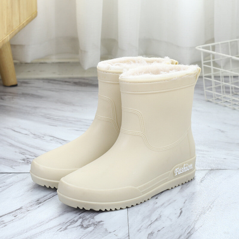 Полусапожки, резиновые сапоги, короткие, женские, нескользящие, износостойкие, для морской рыбалки, плюс бархатные, теплые, резиновые сапоги, интегрированные, водонепроницаемые, для кухни.