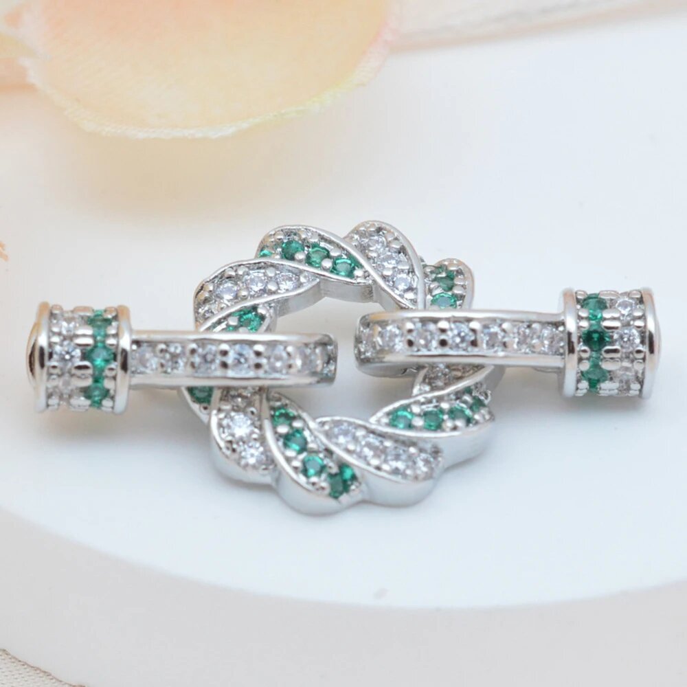 Декоративные крючковые застежки Juya из меди с кристаллами Белый, White Gold