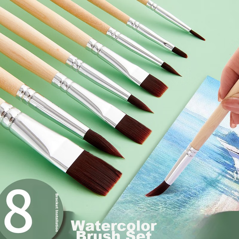 Liupintang Watercolor And Gouache Brush Set, Acrylic And Watercolor Paint Brushes, Art Student Specialized Drawing Tools, Nylon Brush, Wooden Handle, Gouache Brushes for Beginners And Students