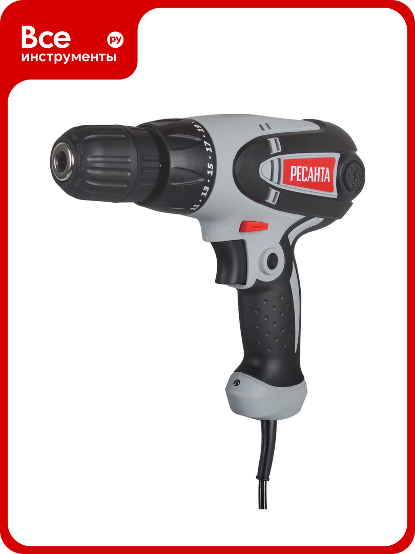 Сетевая дрель-шуруповерт Ресанта СШ-550-1 75/16/2, для крупных домашних работ