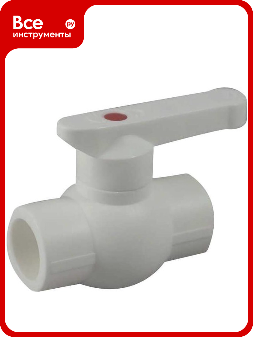 Кран шаровый Millennium пластиковый 32 мм, под приварку, PN20, белый, флажок, для воды 3M42-vlb-320003 для систем водоснабжения