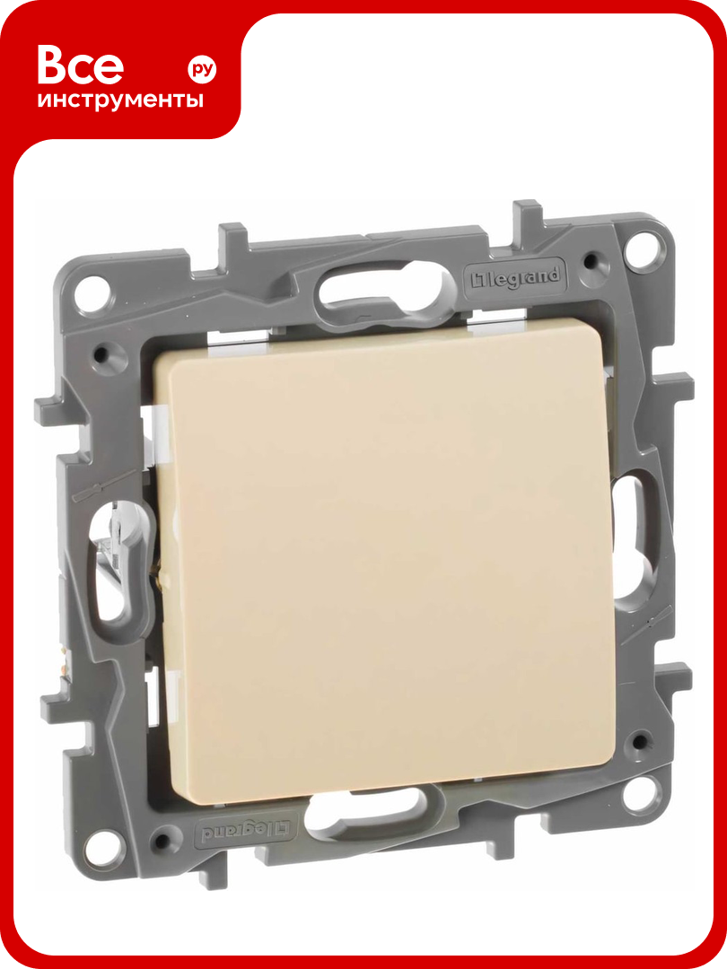 Выключатель, Legrand, Legrand одноклавишный Legrand Etika 10А 250В безвинтовые зажимы слоновая кость