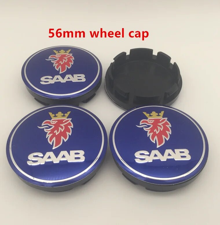 4 шт, 56 мм, 60 мм, 63 мм, 65 мм, 68 мм для Saab 9-3 9-5 9-2x 9-5x эмблема автомобиля, колпачки для центральной ступицы колес, крышки значков, Стайлинг автомобиля 56mm blue cap