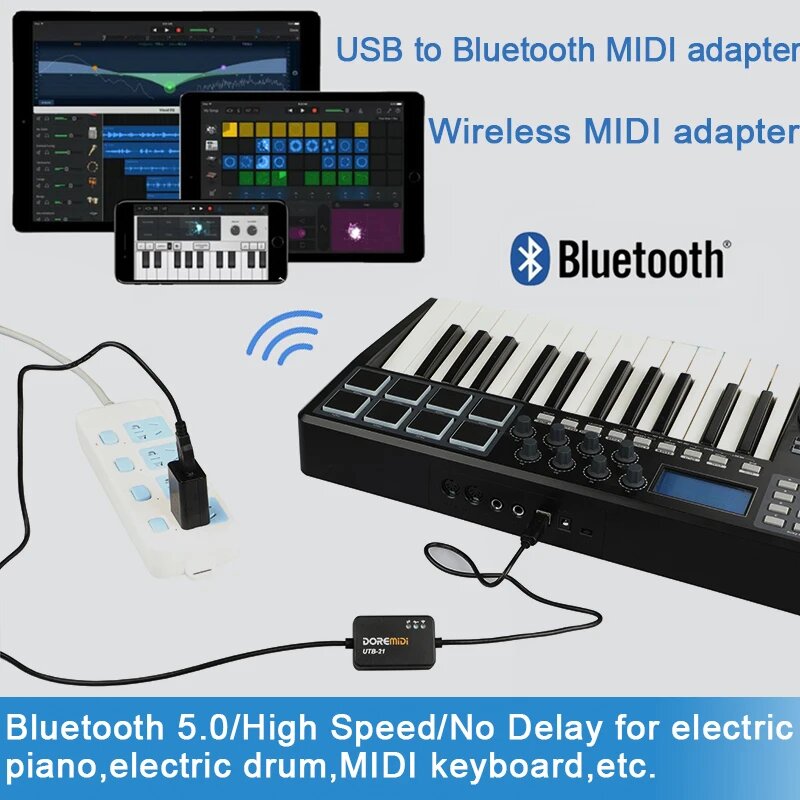 Bluetooth MIDI-адаптер DOREMiDi UTB-21, upgraded-2m