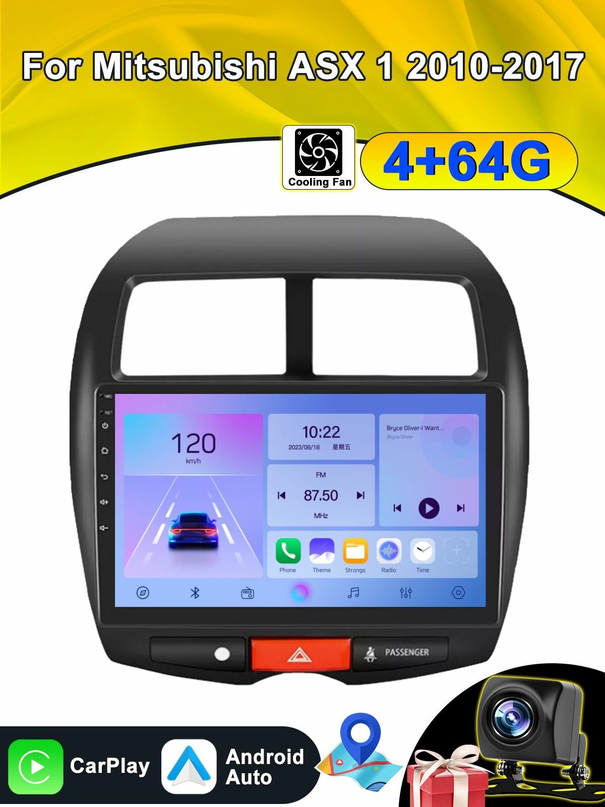 X-REAKO Автомагнитола Android подходит для Mitsubishi ASX 1 2010-2017, GPS, carplay/Android Auto, WiFi, Bluetooth