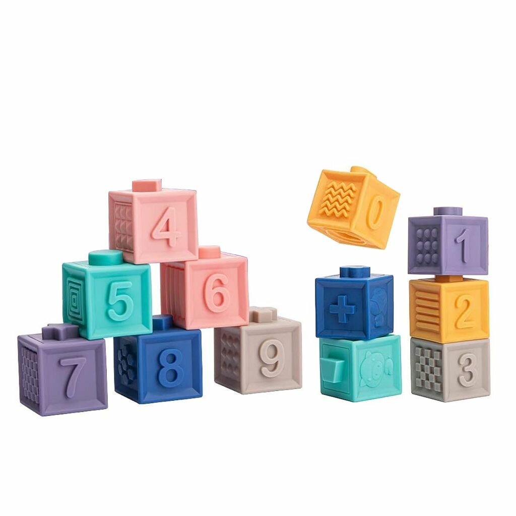 Конструктор пластиковый, Развивающие мягкие резиновые строительные блоки для младенцев и детей младшего возраста enlightenment early education-Цифровые 12 планшетов