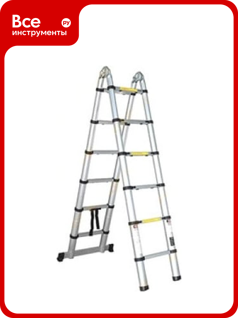 Телескопическая алюминиевая лестница STARTUL 2х5 ступеней ST9733-032, используется