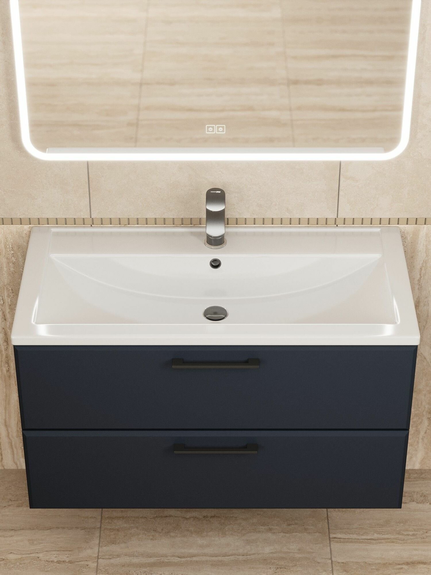 Тумба c раковиной Uperwood Foster NEW 90 см, подвесная, черная