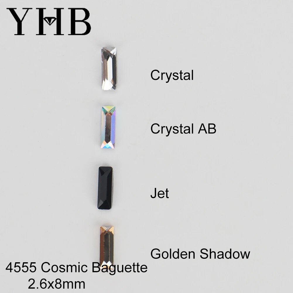 Стразы YHB Cosmic Baguette 2.6x8mm, золотая тень