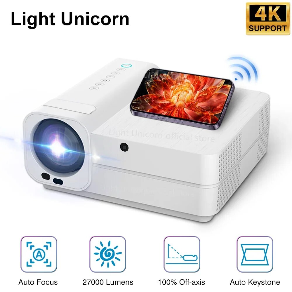 Light Unicorn T28 PRO 1080P Full HD 27000 люмен Светодиодный видеопроектор 4K Android 5G WiFi 300 дюймов Домашний кинотеатр Smart Beamer, t28 projector