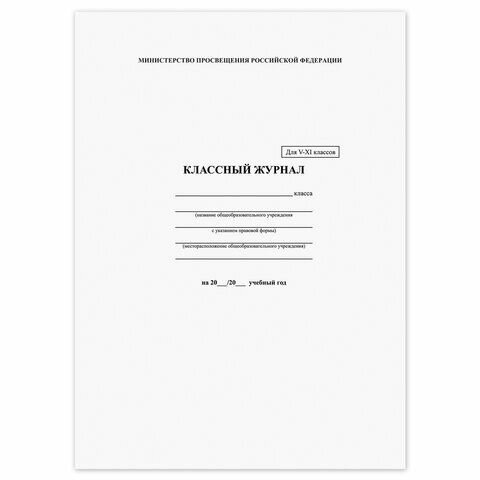 5 шт. Классный журнал BRAUBERG 5-11 кл, универсальный, А4, 200х290 мм, твердая ламин. обложка, 125686