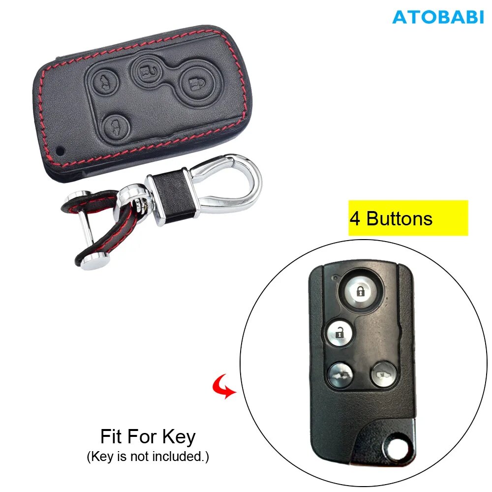 Кожаный чехол для ключей автомобиля, чехол с дистанционным управлением, автомобильные аксессуары для Honda Freed Spike Hybrid StepWGN Elysion Civic CR-V Accord Zest Life 4 Buttons