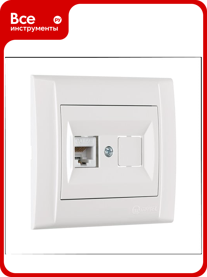 Розетка компютерная MAKEL CAT5 + гнездо СП Defne IP20 белый, белая, офисе или доме