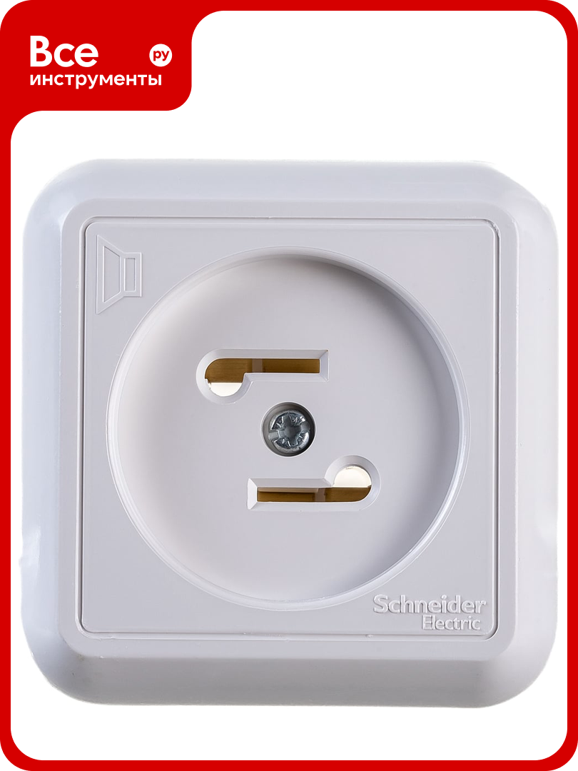 Радиотрансляционная радио Systeme Electric ОП Прима SchE RPVA-B белая пластмассовая накладная розетка без заземления