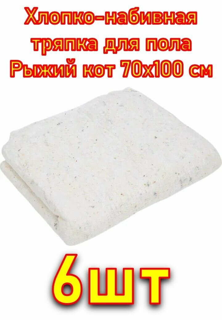 Хлопко-набивная тряпка для пола Рыжий кот 70х100 см 6 шт.