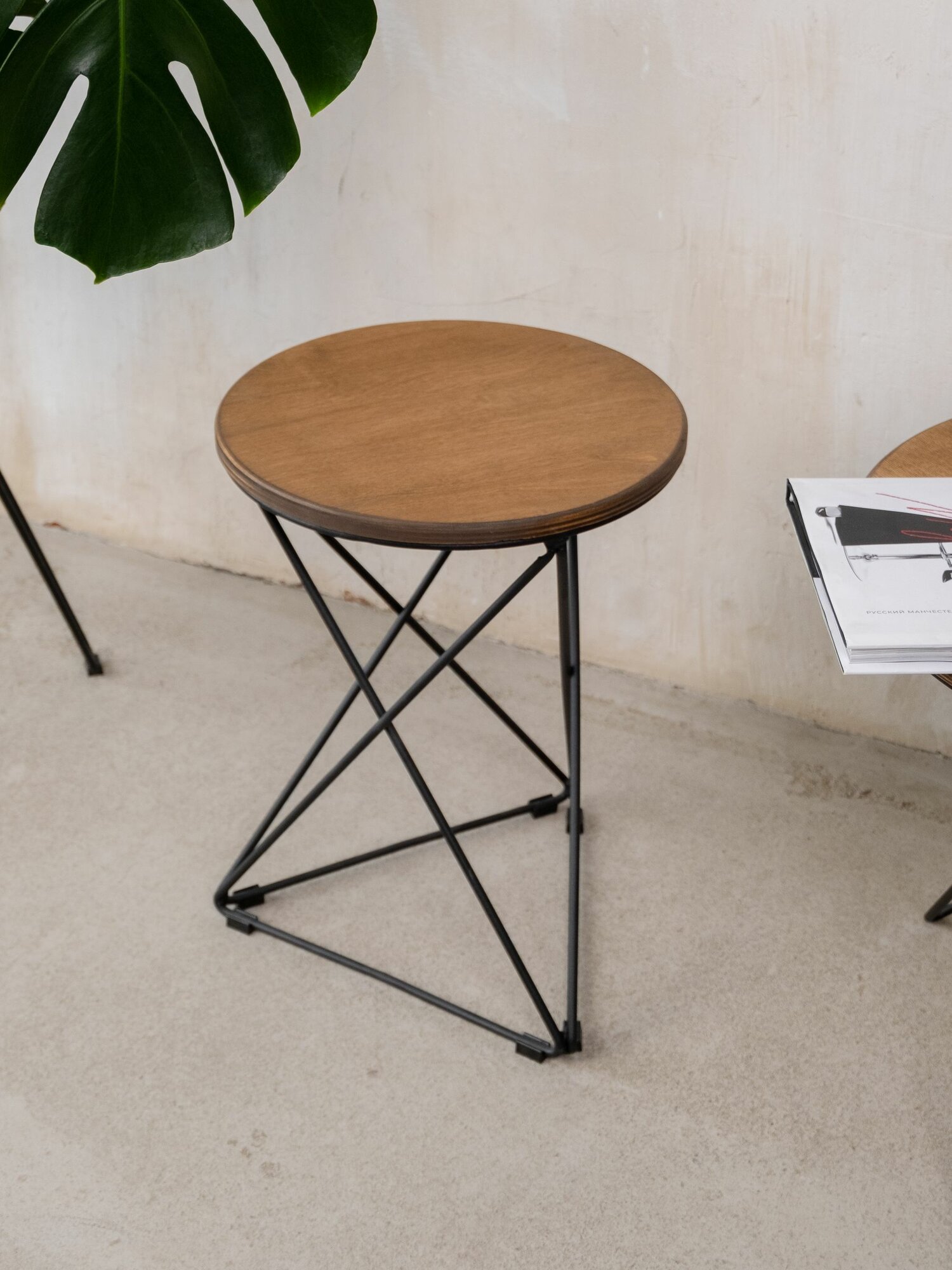 Табурет ilwi MBL-W-TB-T-3-F/1/3 прочный из стали и фанеры, сандаловое дерево, высотой 50 см