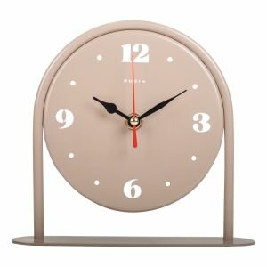 Часы настольные Рубин, 21х21 см, арабские цифры, металл, открытая стрелка, бежевый